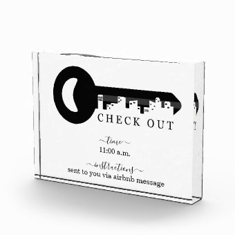 Check Out Time Sign Glass Block | Zazzle