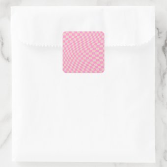 Check Pattern Peach And Pink Preppy Checkerboard Square Sticker | Zazzle