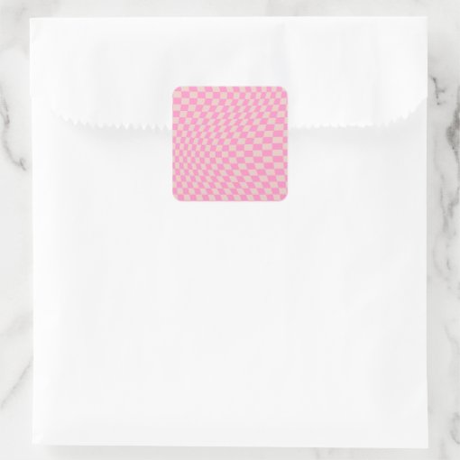Check Pattern Peach And Pink Preppy Checkerboard Square Sticker | Zazzle