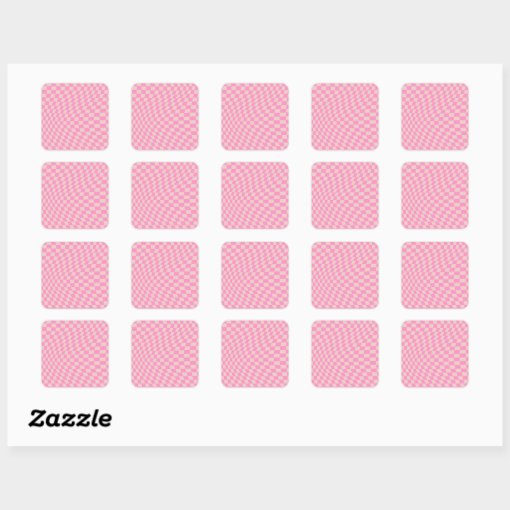 Check Pattern Peach And Pink Preppy Checkerboard Square Sticker | Zazzle