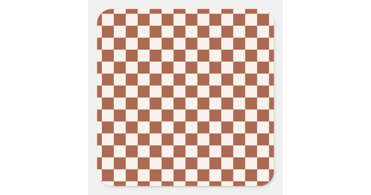 Check Rust Checkered Terracotta Checkerboard Square Sticker | Zazzle