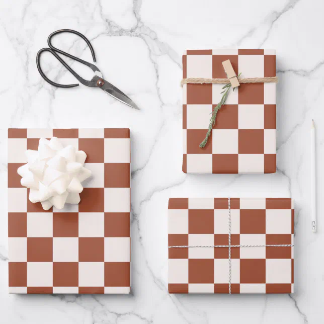 Check Rust Checkered Terracotta Checkerboard Wrapping Paper Sheets | Zazzle