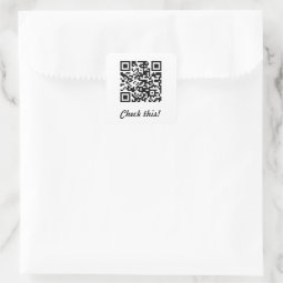 Check this QR code Square Sticker | Zazzle