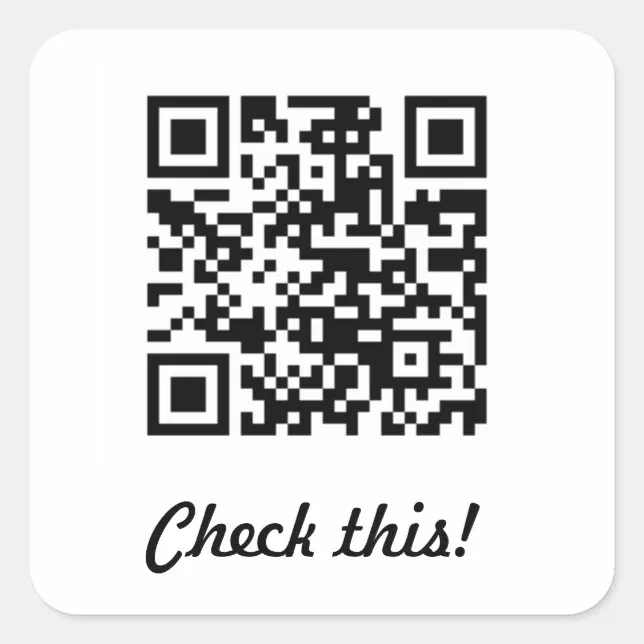 Check this QR code Square Sticker | Zazzle