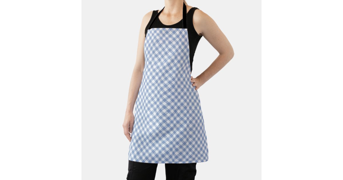Checked Blue Gingham Classic Pattern Apron | Zazzle