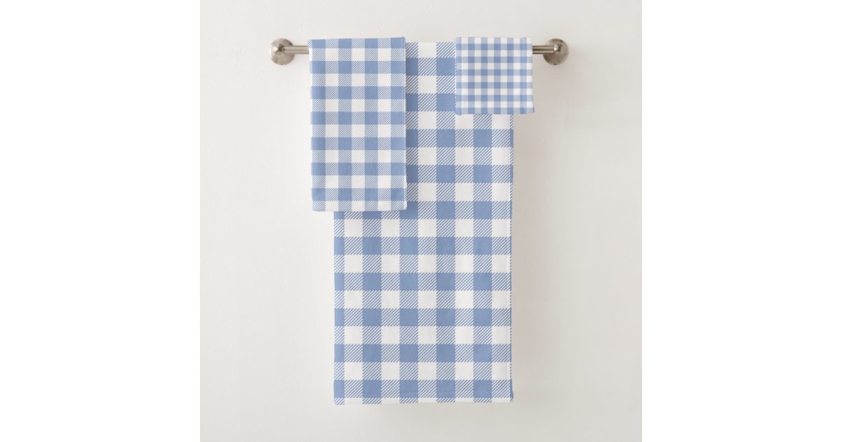 Checked Blue Gingham Classic Pattern Bath Towel Set | Zazzle