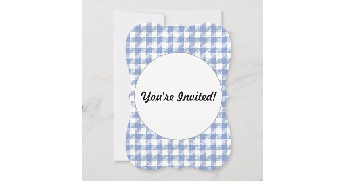 Checked Blue Gingham Classic Pattern Invitation | Zazzle