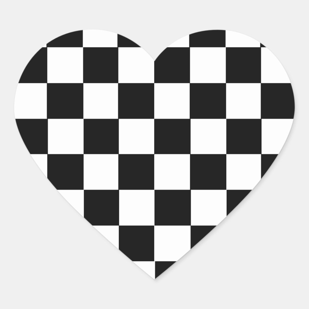 Checker Pattern Heart Sticker | Zazzle