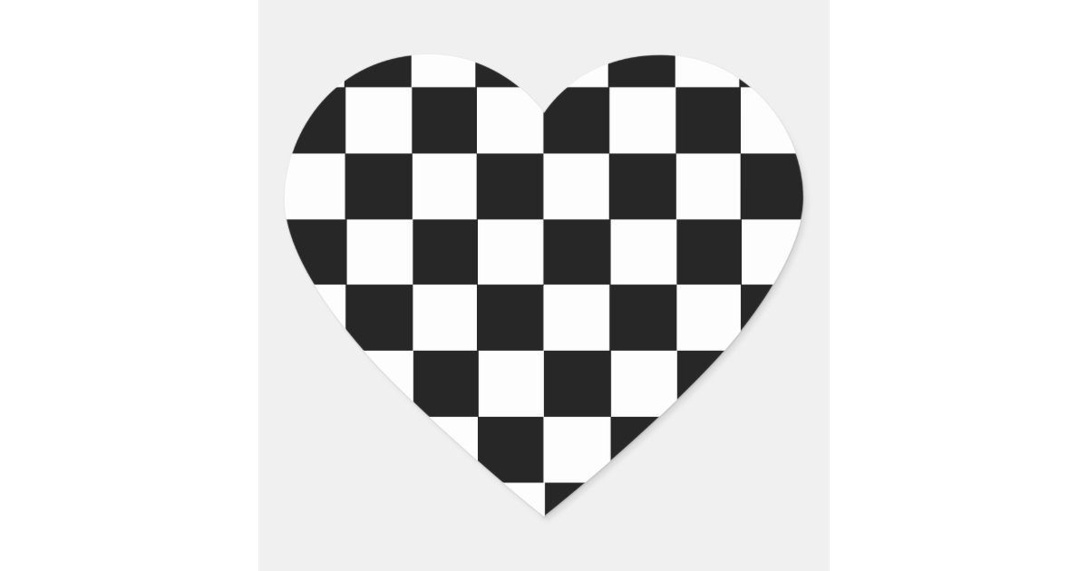 Checker Pattern Heart Sticker | Zazzle