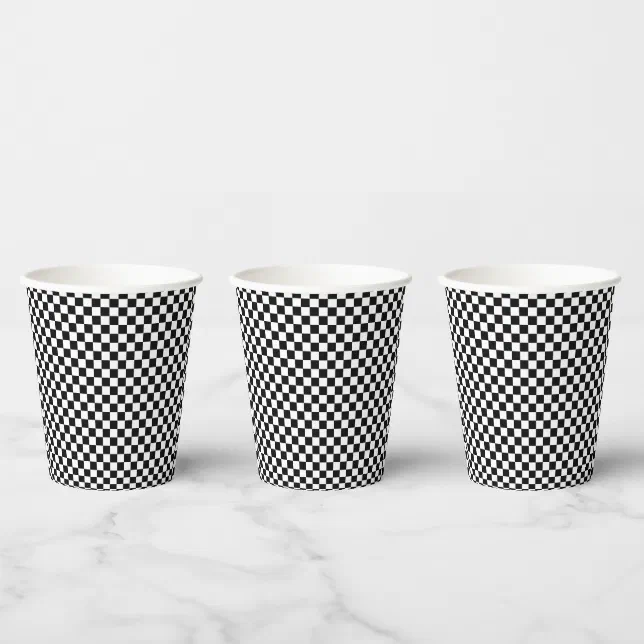 Checker Pattern Race Car Theme Party Paper Cups | Zazzle