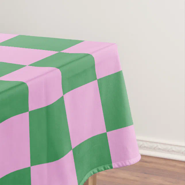Checkerboard Checkered Pattern Pink and Green Tablecloth | Zazzle