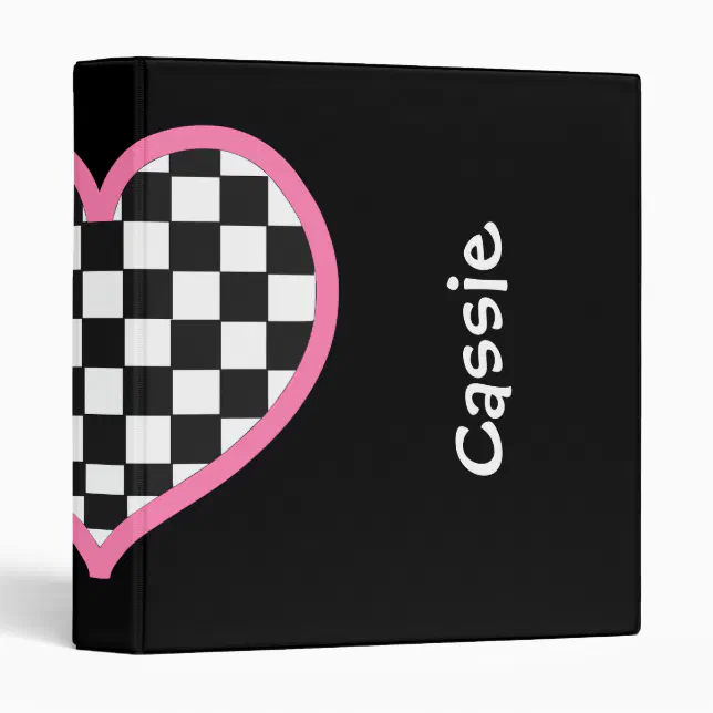 Checkerboard Heart Personalized Back to School Binder | Zazzle