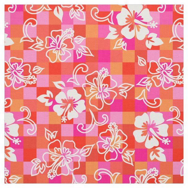 Tropical Hawaiian Hibiscus floral pattern Fabric | Zazzle