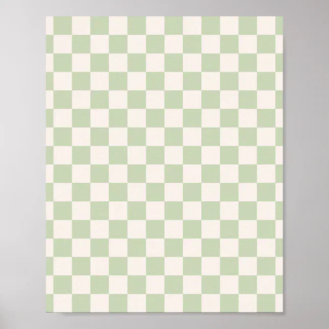 Checkerboard Pastel Green Checkered Sage Check Poster | Zazzle