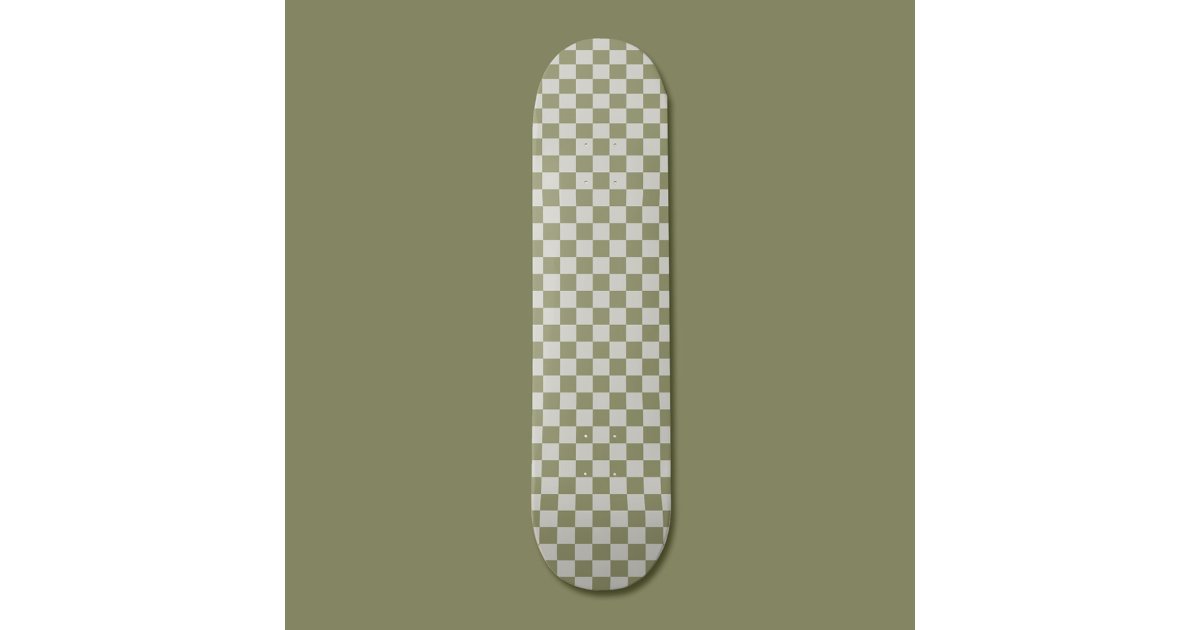 Checkerboard Sage Green Checkered Squares Check Skateboard | Zazzle