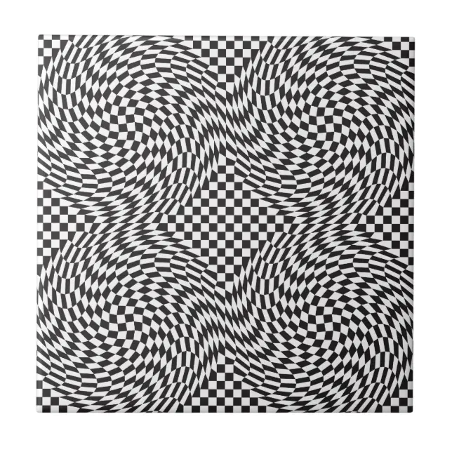 Checkerboard Warp Ceramic Tile | Zazzle