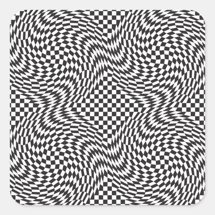 Checkerboard Warp Square Sticker | Zazzle