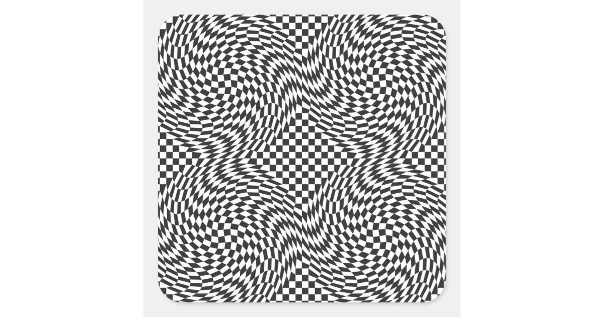 Checkerboard Warp Square Sticker | Zazzle