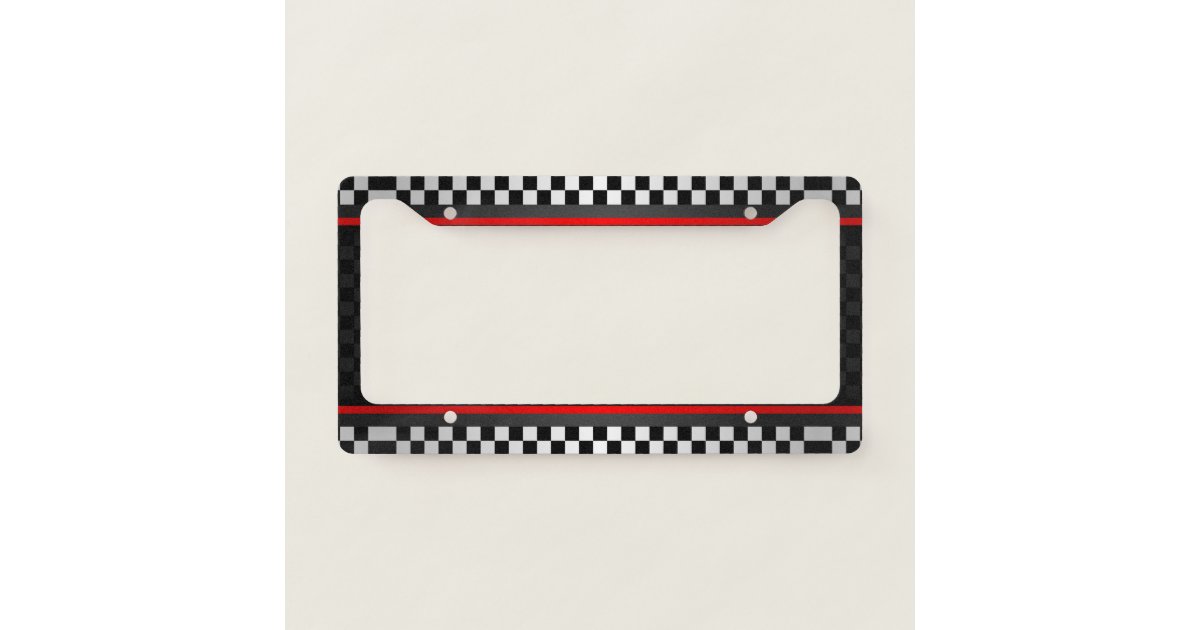 Checkered Auto Racing Design License Plate Frame | Zazzle