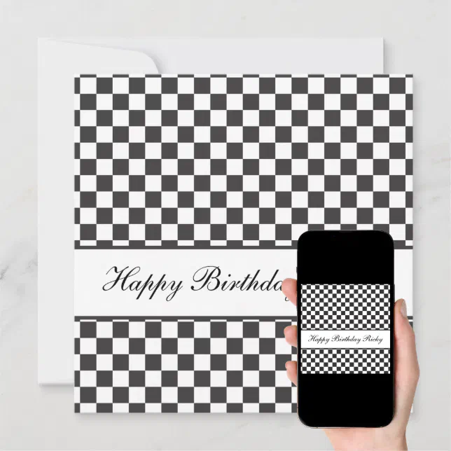 Checkered Birthday Invitation | Zazzle