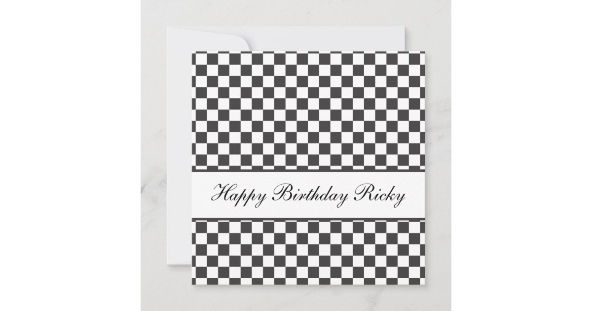 Checkered Birthday Invitation | Zazzle