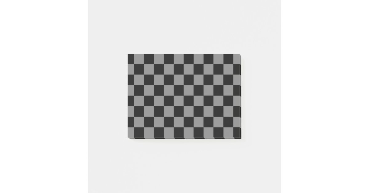 Checkered Black and Charcoal Grey Post-it Notes | Zazzle