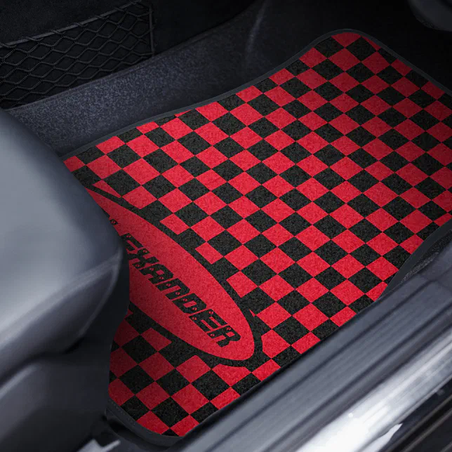 Checkered Black and Red Car Floor Mat | Zazzle
