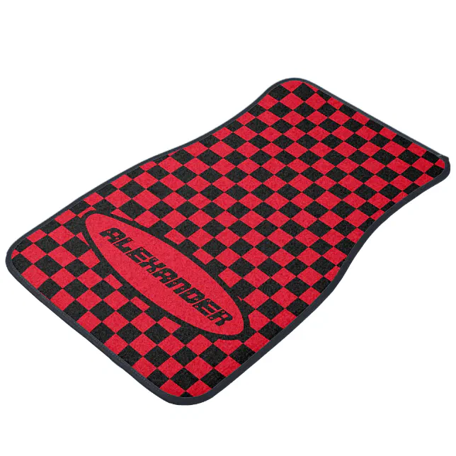 Checkered Black and Red Car Floor Mat | Zazzle