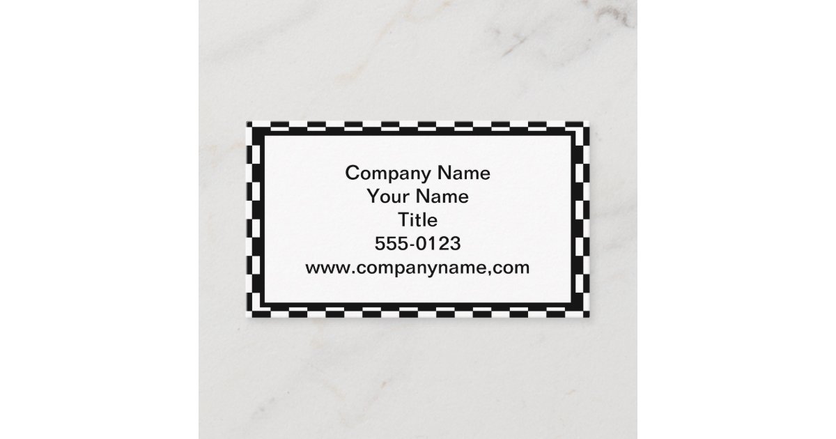 Checkered Black and White Business Card | Zazzle