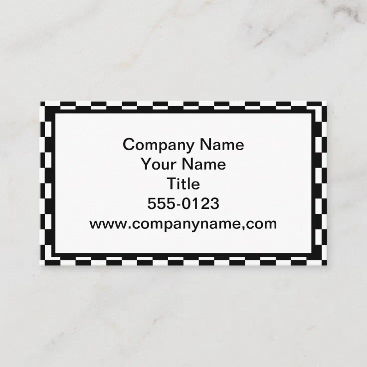 Checkered Black and White Business Card | Zazzle