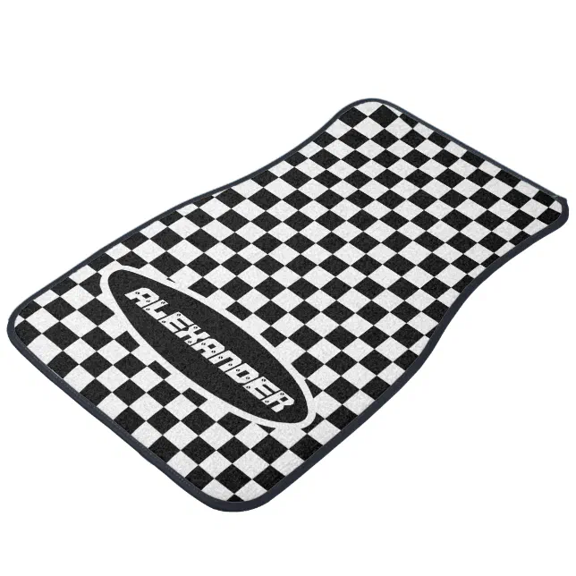 Checkered Black and White Car Floor Mat | Zazzle