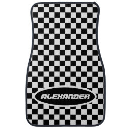 Checkered Black and White Car Floor Mat | Zazzle