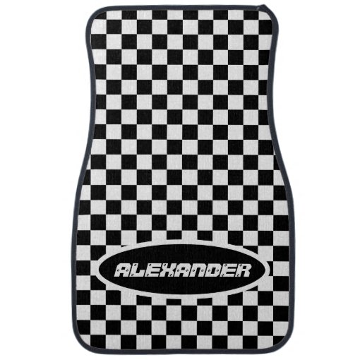 Checkered Black and White Car Floor Mat | Zazzle