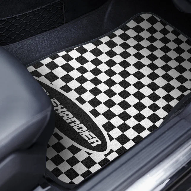 Checkered Black and White Car Floor Mat | Zazzle