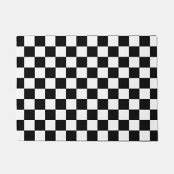 Checkered Black and White Doormat | Zazzle