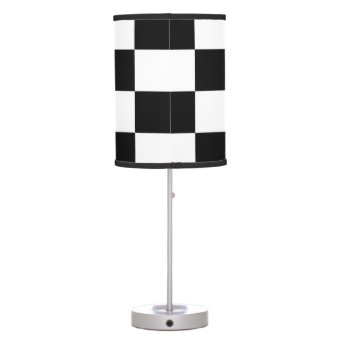 Checkered Black and White Table Lamp | Zazzle