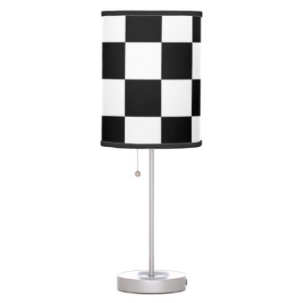 Checkered Black and White Table Lamp | Zazzle