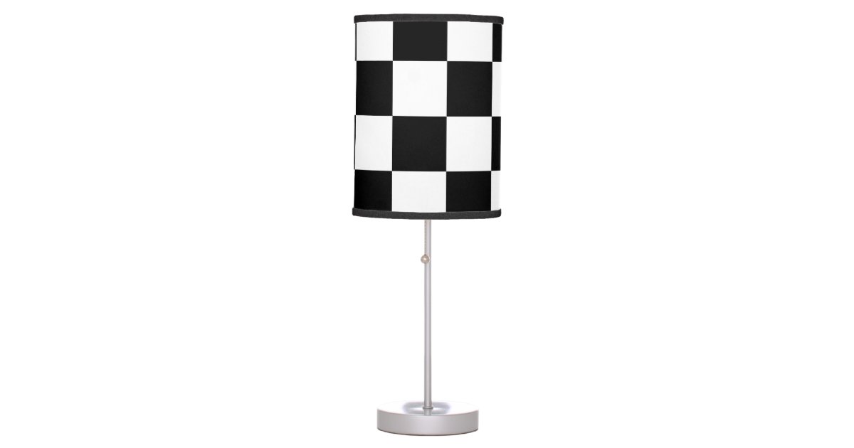 Checkered Black and White Table Lamp | Zazzle