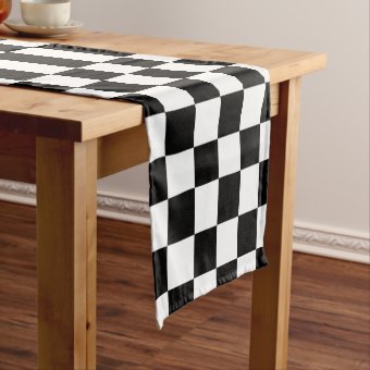 Checkered Black and White Table Runner | Zazzle