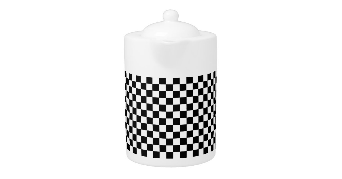 Checkered Black and White Teapot | Zazzle