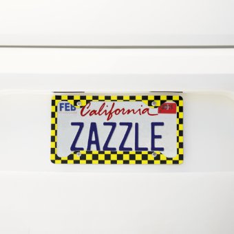 Checkered Black and Yellow License Plate Frame | Zazzle
