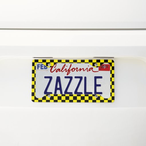 Checkered Black and Yellow License Plate Frame | Zazzle