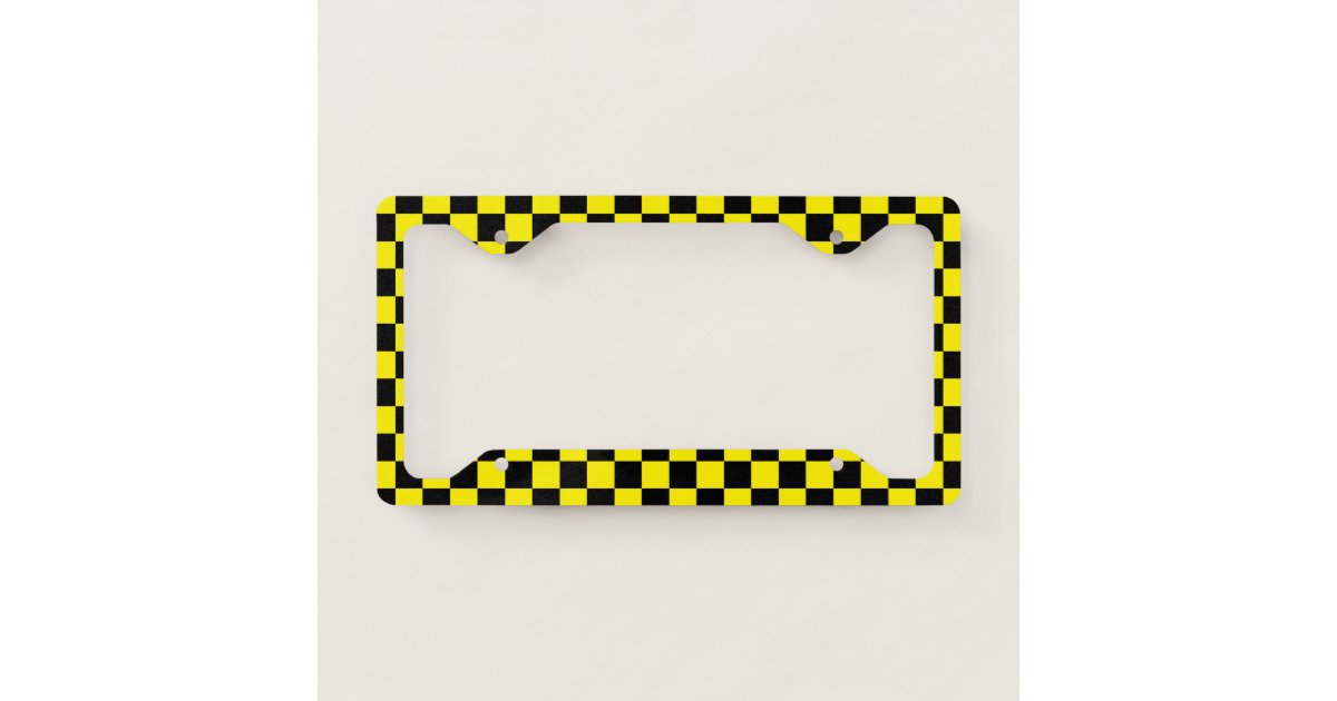 Checkered Black and Yellow License Plate Frame | Zazzle