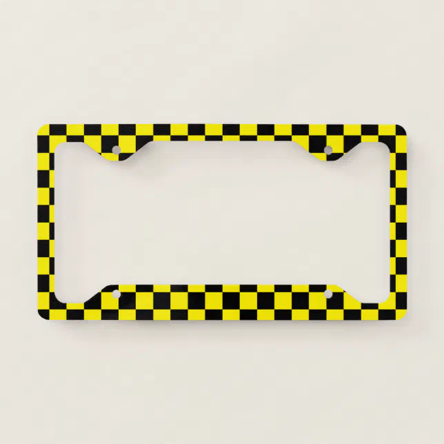 Checkered Black and Yellow License Plate Frame | Zazzle