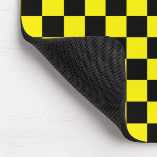 Checkered Black and Yellow Mouse Pad | Zazzle