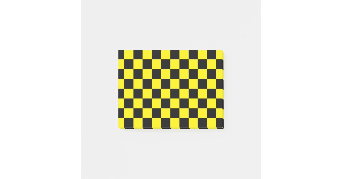 Checkered Black and Yellow Post-it Notes | Zazzle