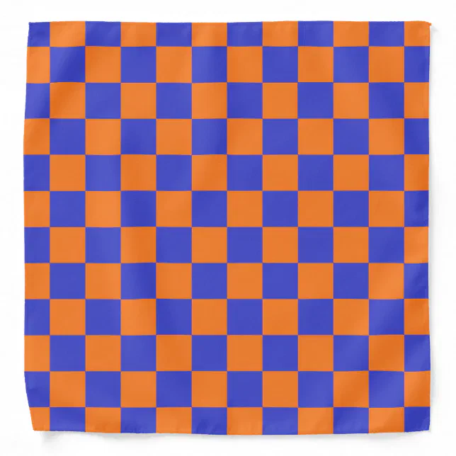 Checkered Blue and Orange Bandana | Zazzle