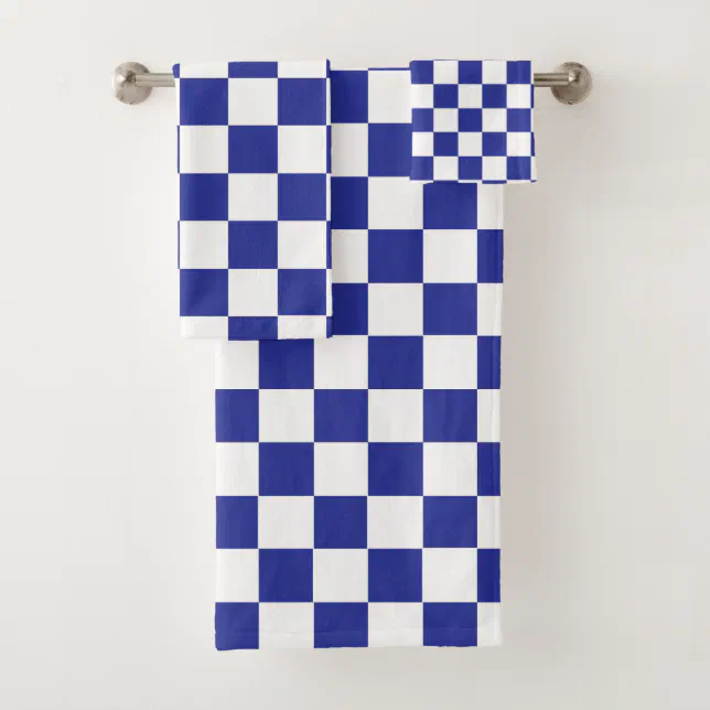 Checkered Blue and White Bath Towel Set | Zazzle