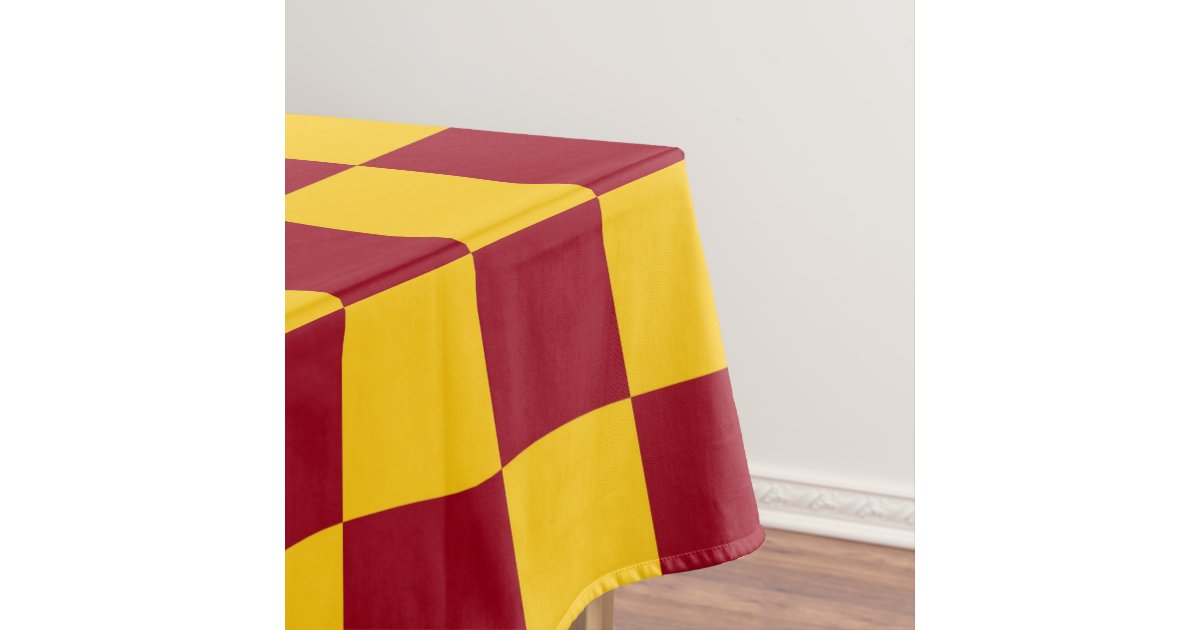 Checkered Burgundy and Gold Tablecloth | Zazzle