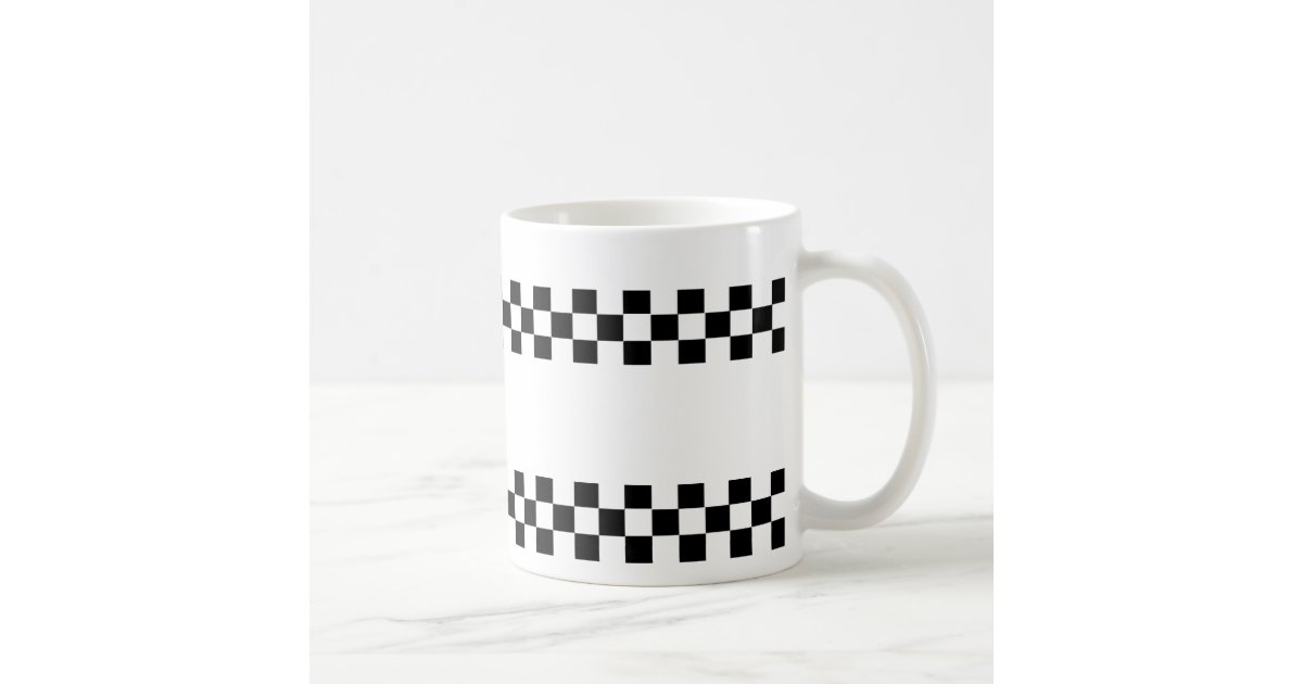 Checkered Checkers Black White Mug | Zazzle